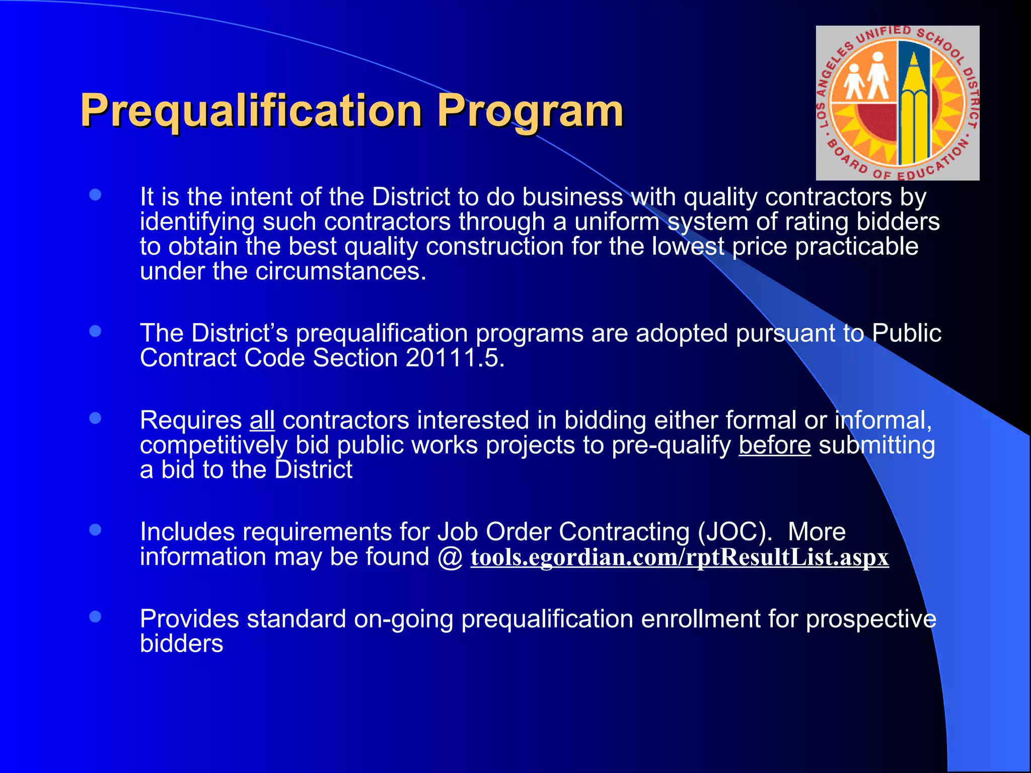 Contractor Prequalification Presentation | PPT