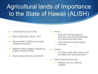 Future of Agriculture in Hawaii: Hawaii Land Use and Planning Framework ...
