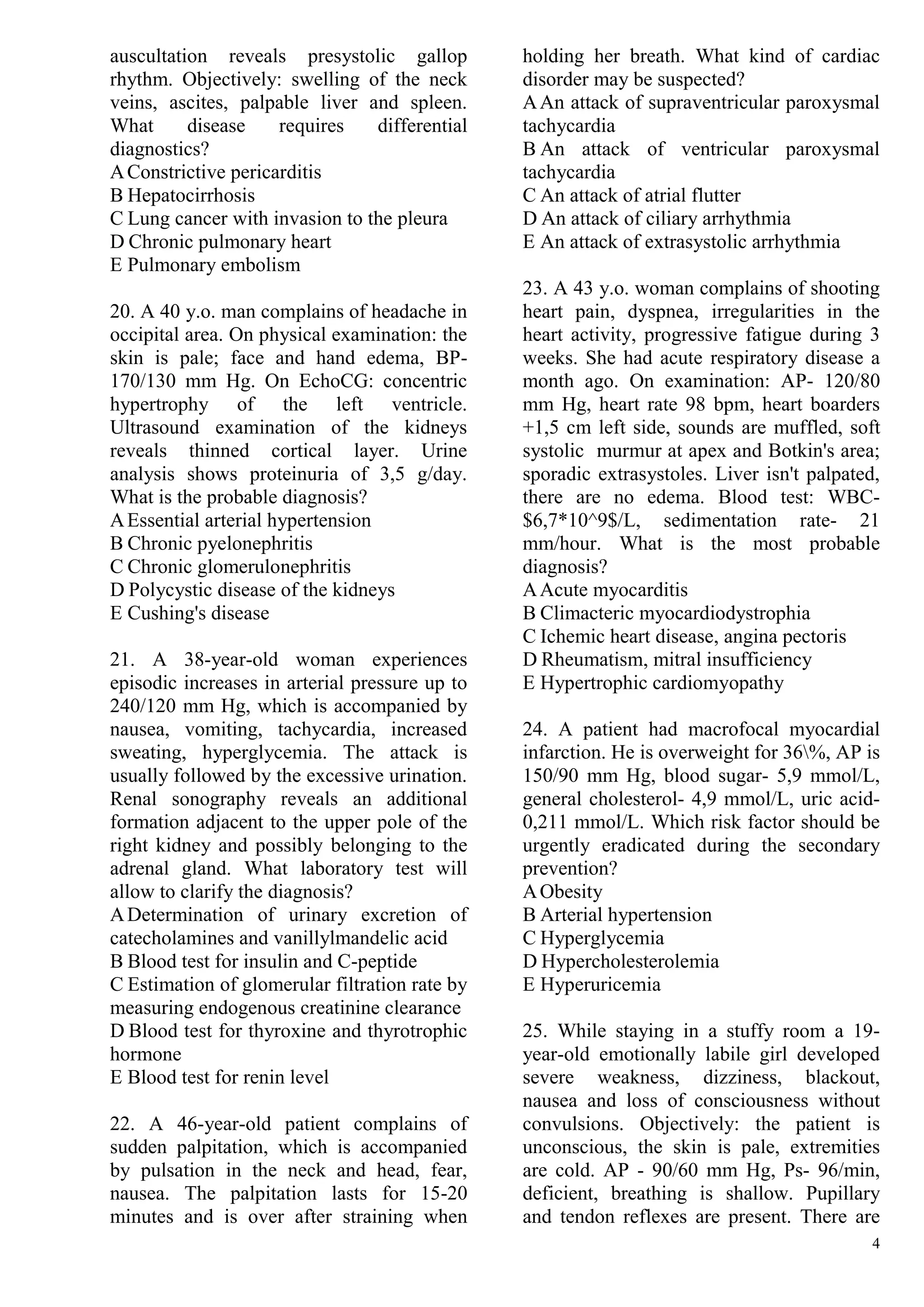 Cardiology hand book questions and answers | DOC