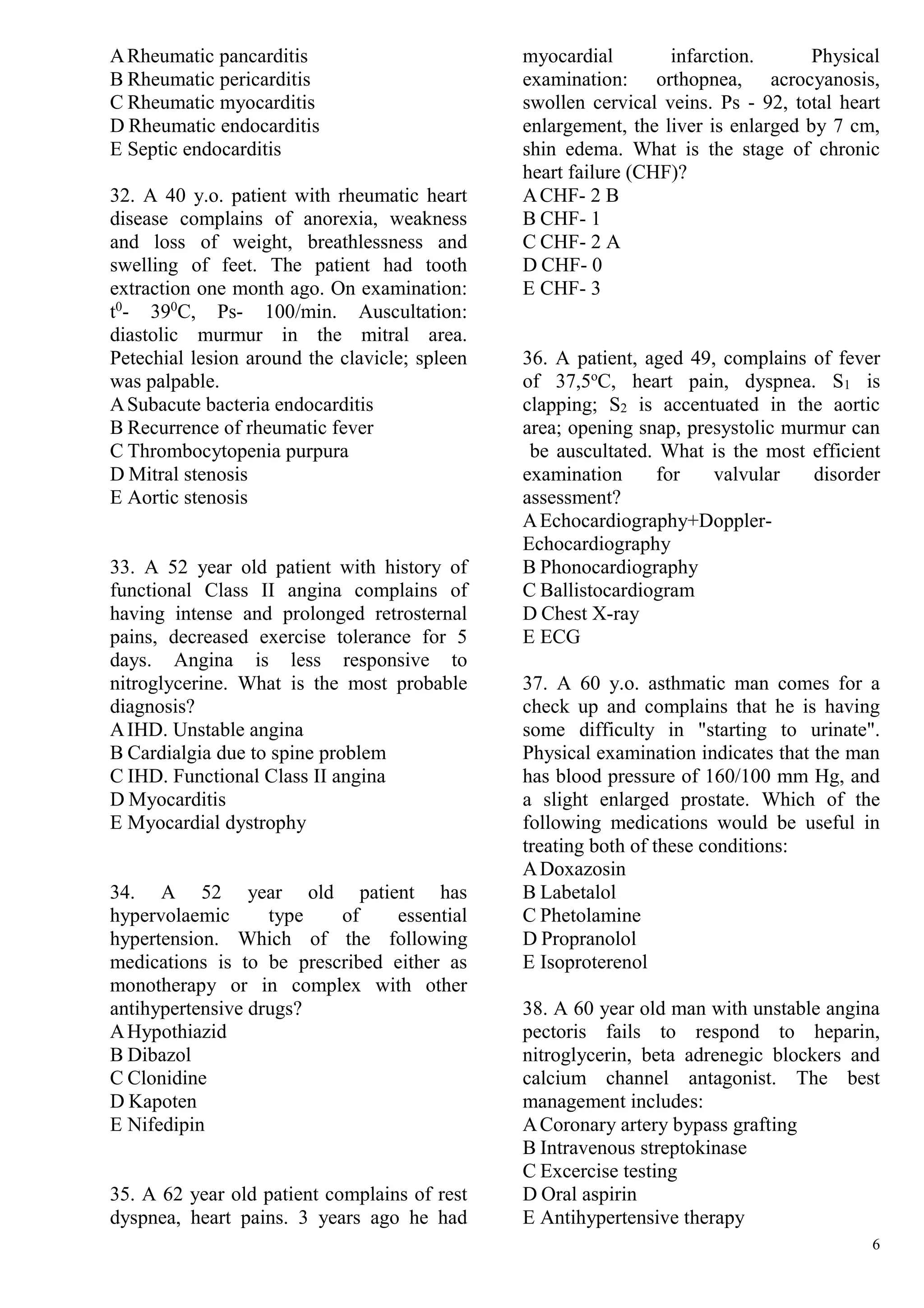 Cardiology hand book questions and answers | DOC