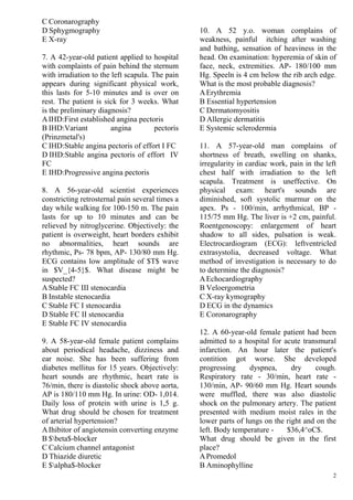 Cardiology hand book questions and answers | PDF