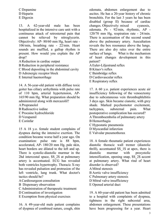 Cardiology hand book questions and answers | PDF