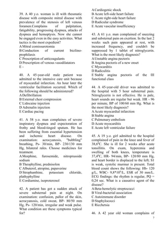 Cardiology hand book questions and answers | PDF