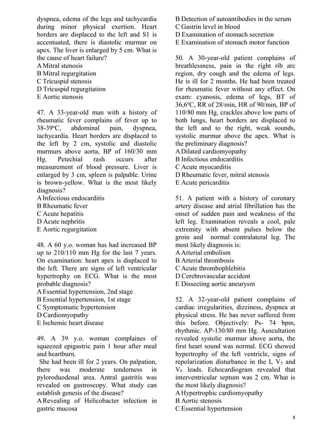 Cardiology hand book questions and answers | PDF