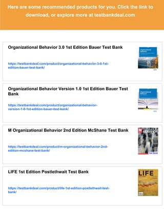 Organizational Behavior V2.0 2nd Edition Bauer Test Bank | PDF