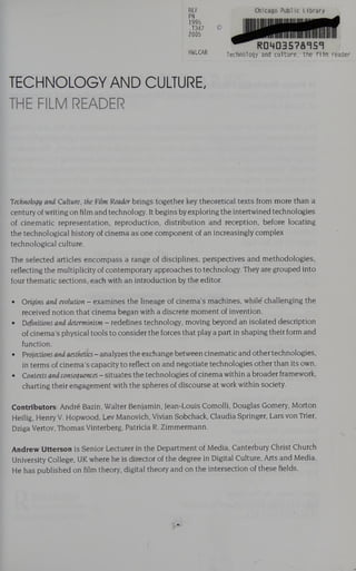 Technology and Culture The Film Reader 1st Edition Andrew Utterson | PDF