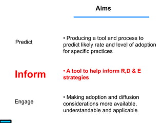 Adopt: adoption and diffusion outcome prediction tool. Geoff Kuehne | PPTX