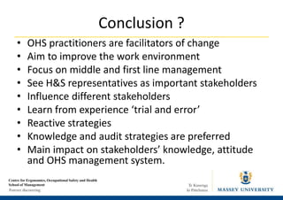 Occupational Health and Safety Practitioners’ Roles | PPTX
