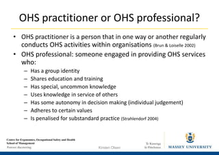Occupational Health and Safety Practitioners’ Roles | PPTX