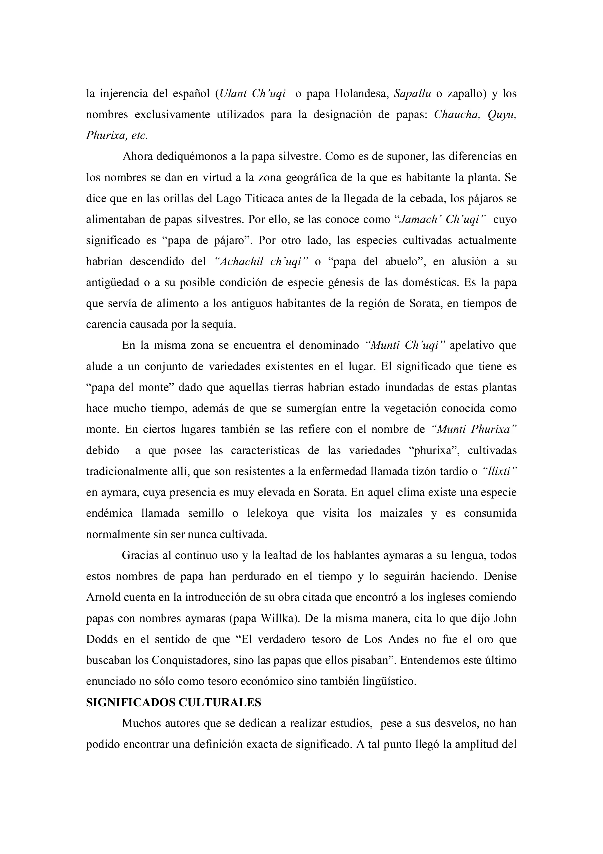 LOS AYMARAS Y LA PAPA: CLASIFICACIÓN, TERMINOLOGÍA Y COSMOVISIÓN | PDF