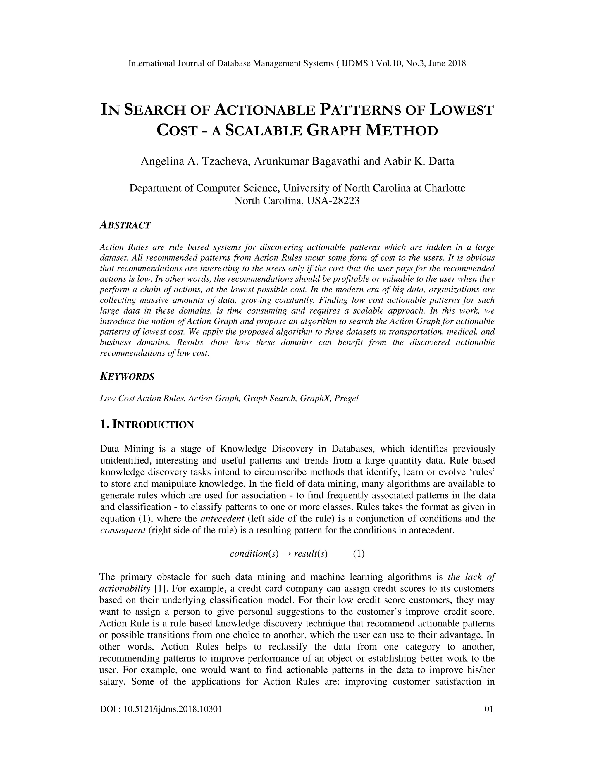 In Search of Actionable Patterns of Lowest Cost - A Scalable Graph Method | PDF