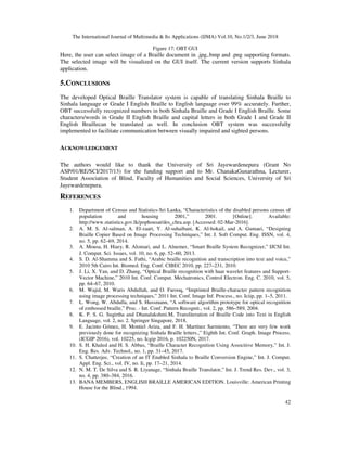 OPTICAL BRAILLE TRANSLATOR FOR SINHALA BRAILLE SYSTEM: PAPER ...