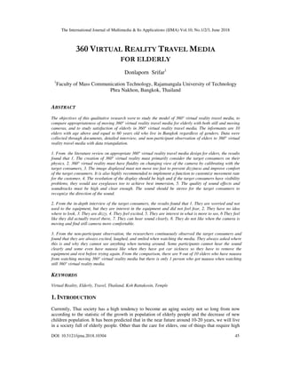 360 VIRTUAL REALITY TRAVEL MEDIA FOR ELDERLY | PDF