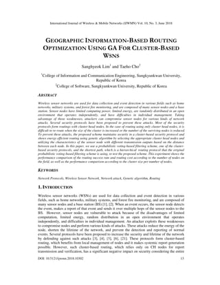 GEOGRAPHIC INFORMATION-BASED ROUTING OPTIMIZATION USING GA FOR CLUSTER-BASED WSNS | PDF