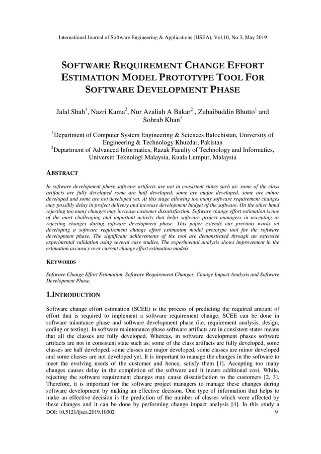 SOFTWARE REQUIREMENT CHANGE EFFORT ESTIMATION MODEL PROTOTYPE TOOL FOR SOFTWARE DEVELOPMENT ...