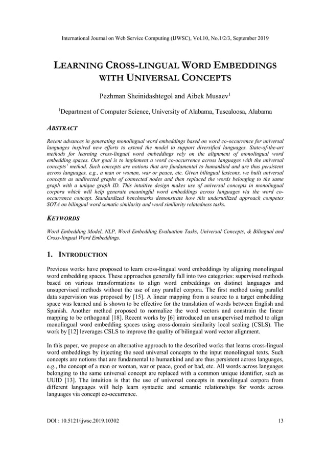 LEARNING CROSS-LINGUAL WORD EMBEDDINGS WITH UNIVERSAL CONCEPTS | PDF