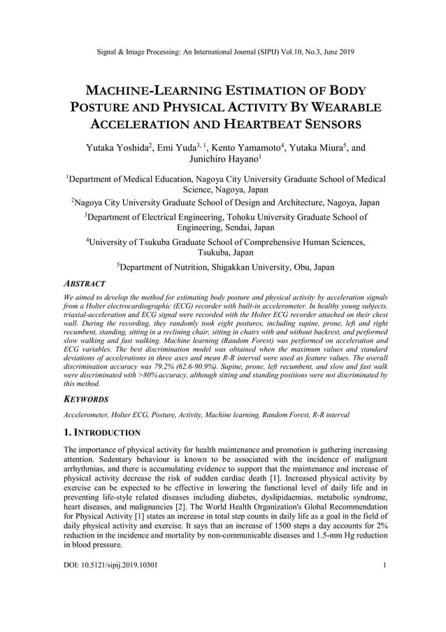 MACHINE-LEARNING ESTIMATION OF BODY POSTURE AND PHYSICAL ACTIVITY BY WEARABLE ACCELERATION AND ...