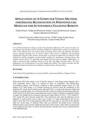 APPLICATION OF A COMPUTER VISION METHOD FOR SOILING RECOGNITION IN PHOTOVOLTAIC MODULES FOR ...