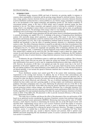 Optimal inverter-based distributed generation in ULP Way Halim considering harmonic distortion | PDF