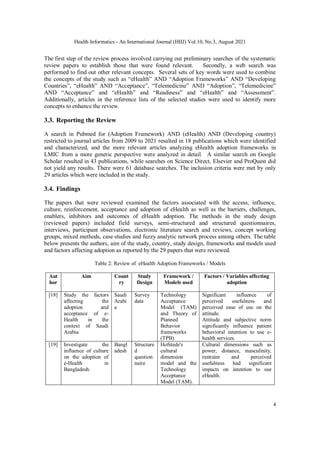 AN EHEALTH ADOPTION FRAMEWORK FOR DEVELOPING COUNTRIES: A SYSTEMATIC REVIEW | PDF