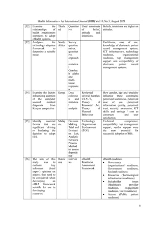 AN EHEALTH ADOPTION FRAMEWORK FOR DEVELOPING COUNTRIES: A SYSTEMATIC REVIEW | PDF