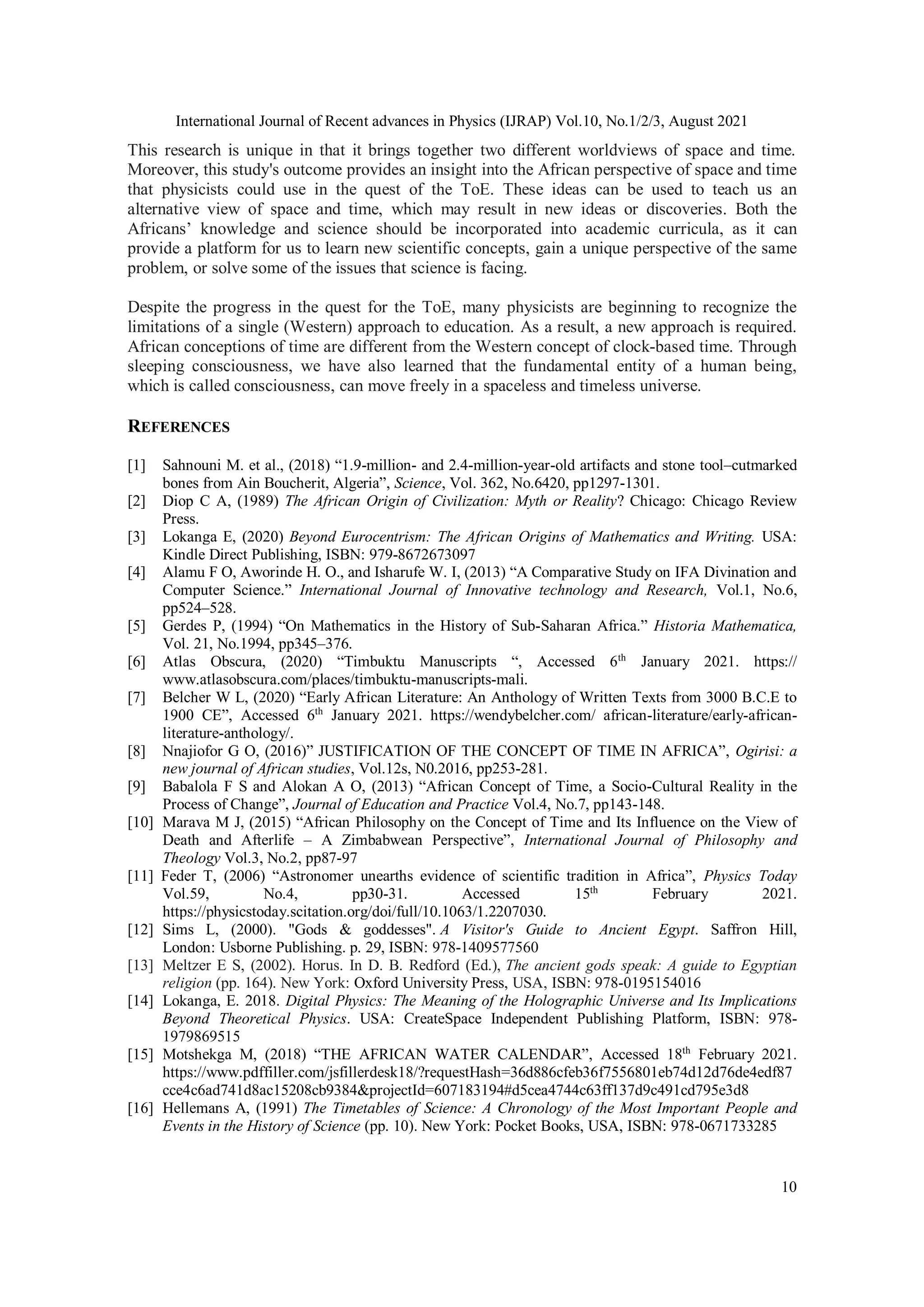 THE CONCEPT OF SPACE AND TIME: AN AFRICAN PERSPECTIVE | PDF