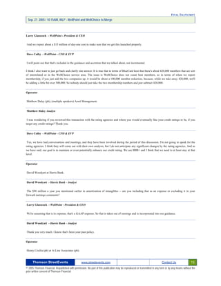 Transcript of the WellPoint-WellChoice Merger Announcement | PDF