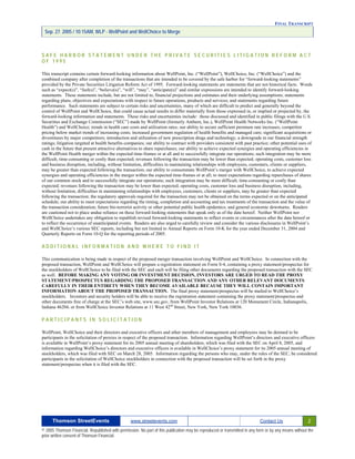 Transcript of the WellPoint-WellChoice Merger Announcement | PDF