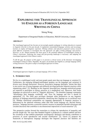 EXPLORING THE TRANSLINGUAL APPROACH TO ENGLISH AS A FOREIGN LANGUAGE ...