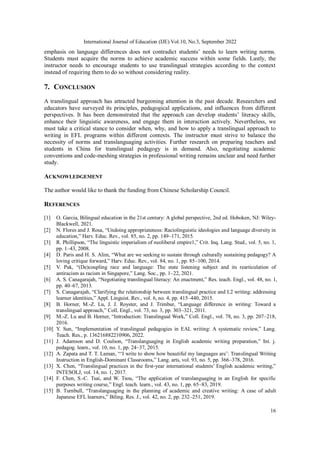 EXPLORING THE TRANSLINGUAL APPROACH TO ENGLISH AS A FOREIGN LANGUAGE ...