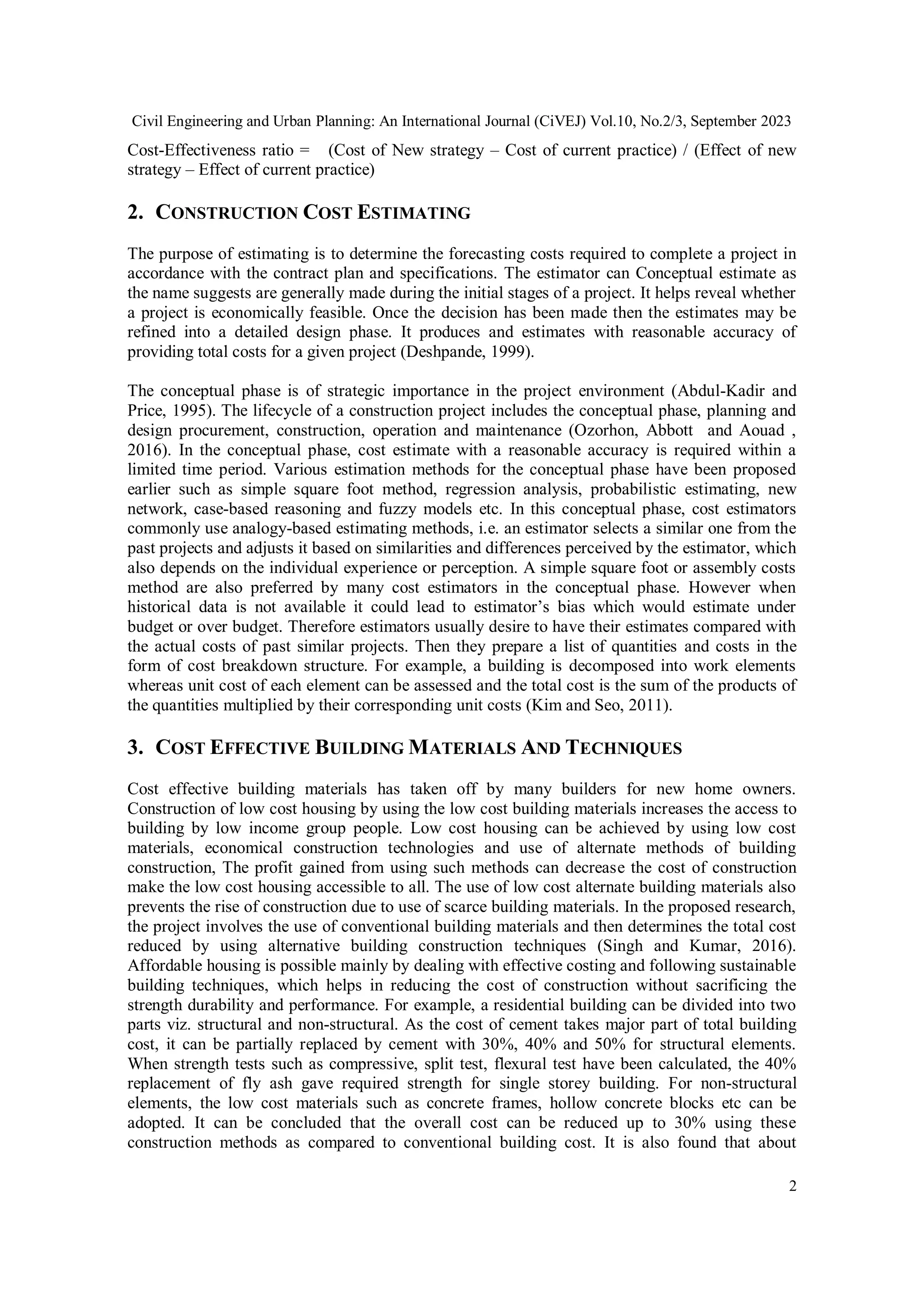 Cost Effective Methods in Construction Engineering | PDF