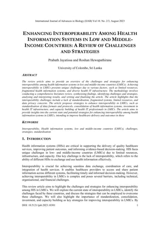 ENHANCING INTEROPERABILITY AMONG HEALTH INFORMATION SYSTEMS IN LOW AND MIDDLEINCOME COUNTRIES: A ...