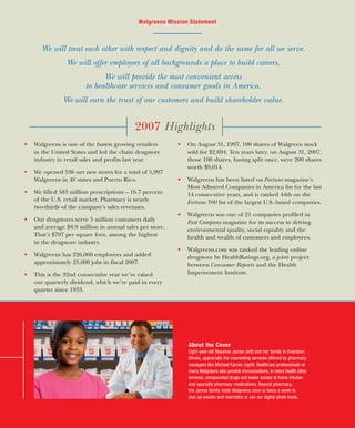 walgreen 2007 Annual Report | PDF