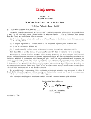 walgreen 2004 Proxy Statement | PDF