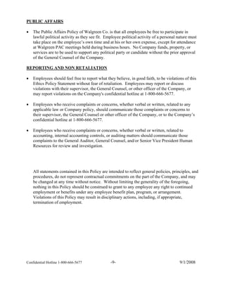 Ethics Policy Statement walgreen | PDF