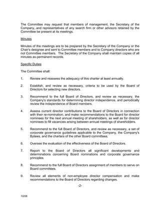 walgreen Nominating and Governance Committee Charter | PDF