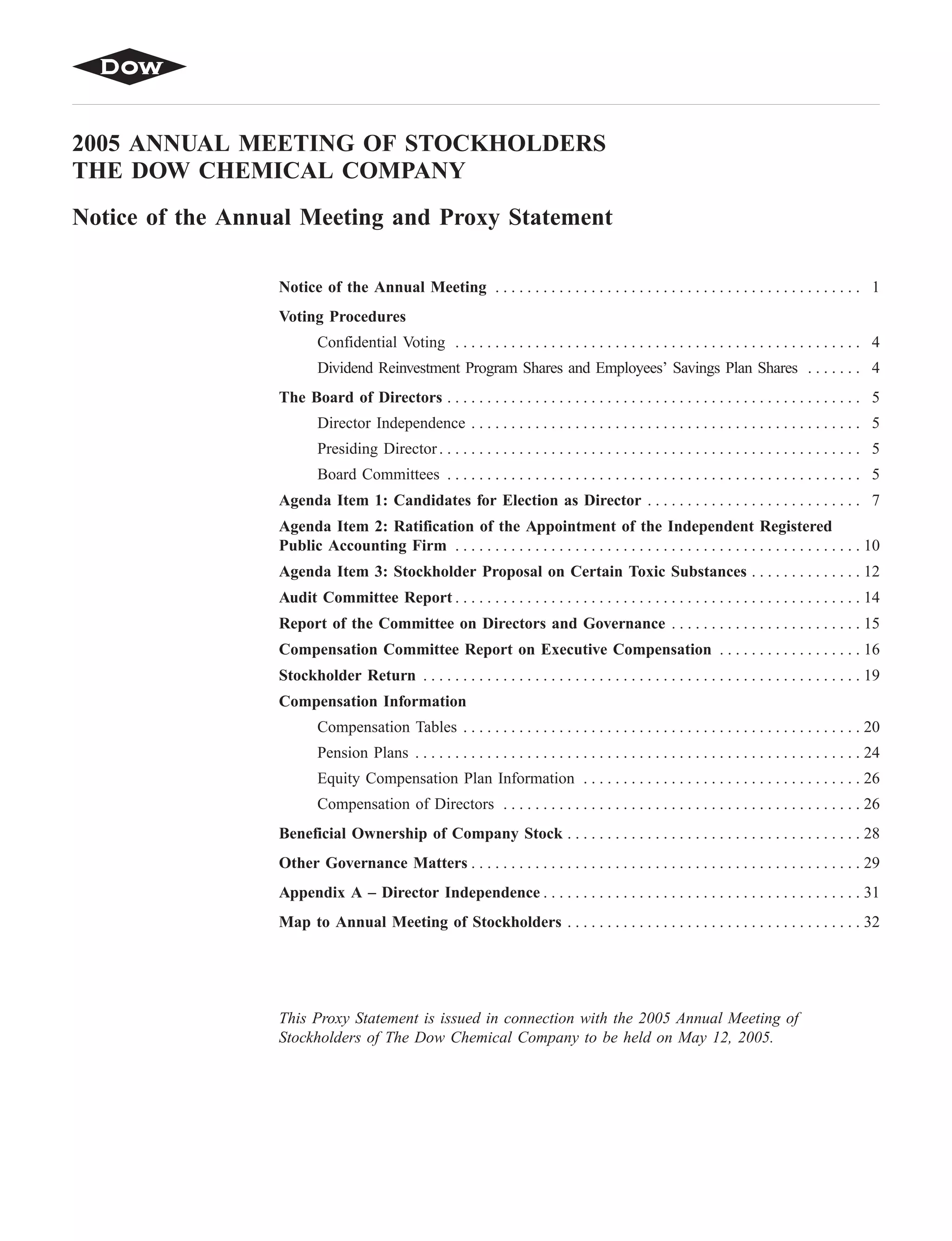 dow chemical 2005 Proxy Statement | PDF