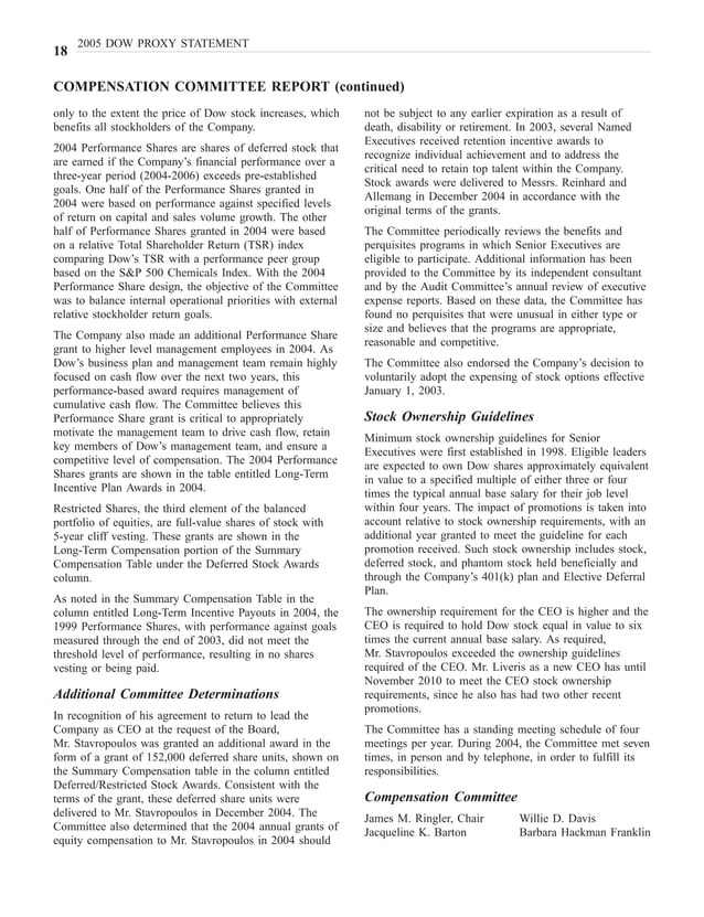 dow chemical 2005 Proxy Statement | PDF