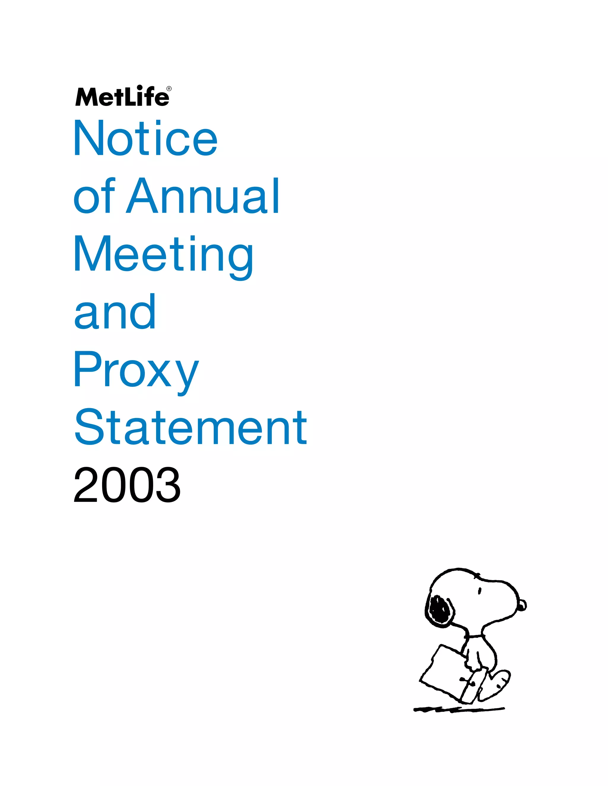 metlife Proxy Statement2003 | PDF