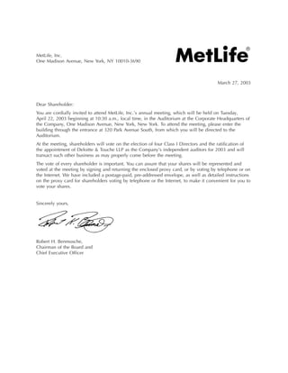 metlife Proxy Statement2003 | PDF