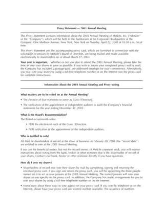 metlife Proxy Statement2002 | PDF