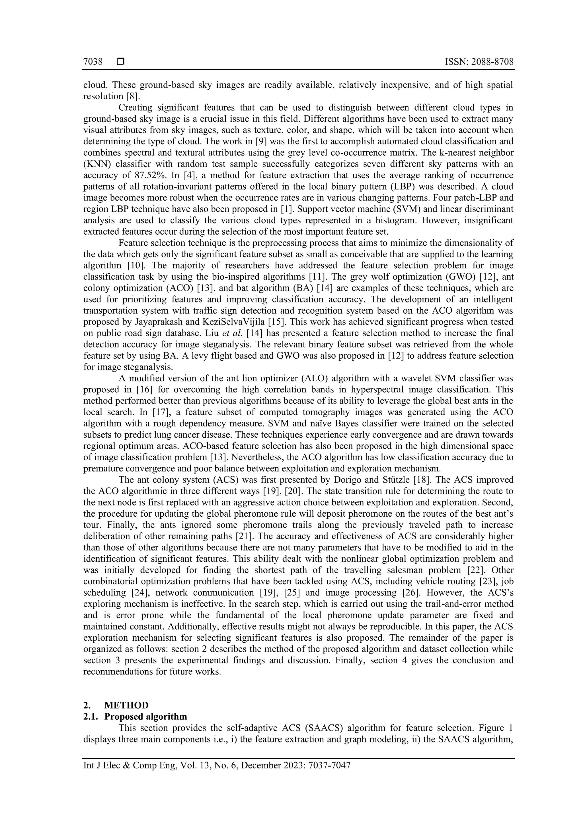 Feature Selection For Sky Image Classification Based On Self Adaptive