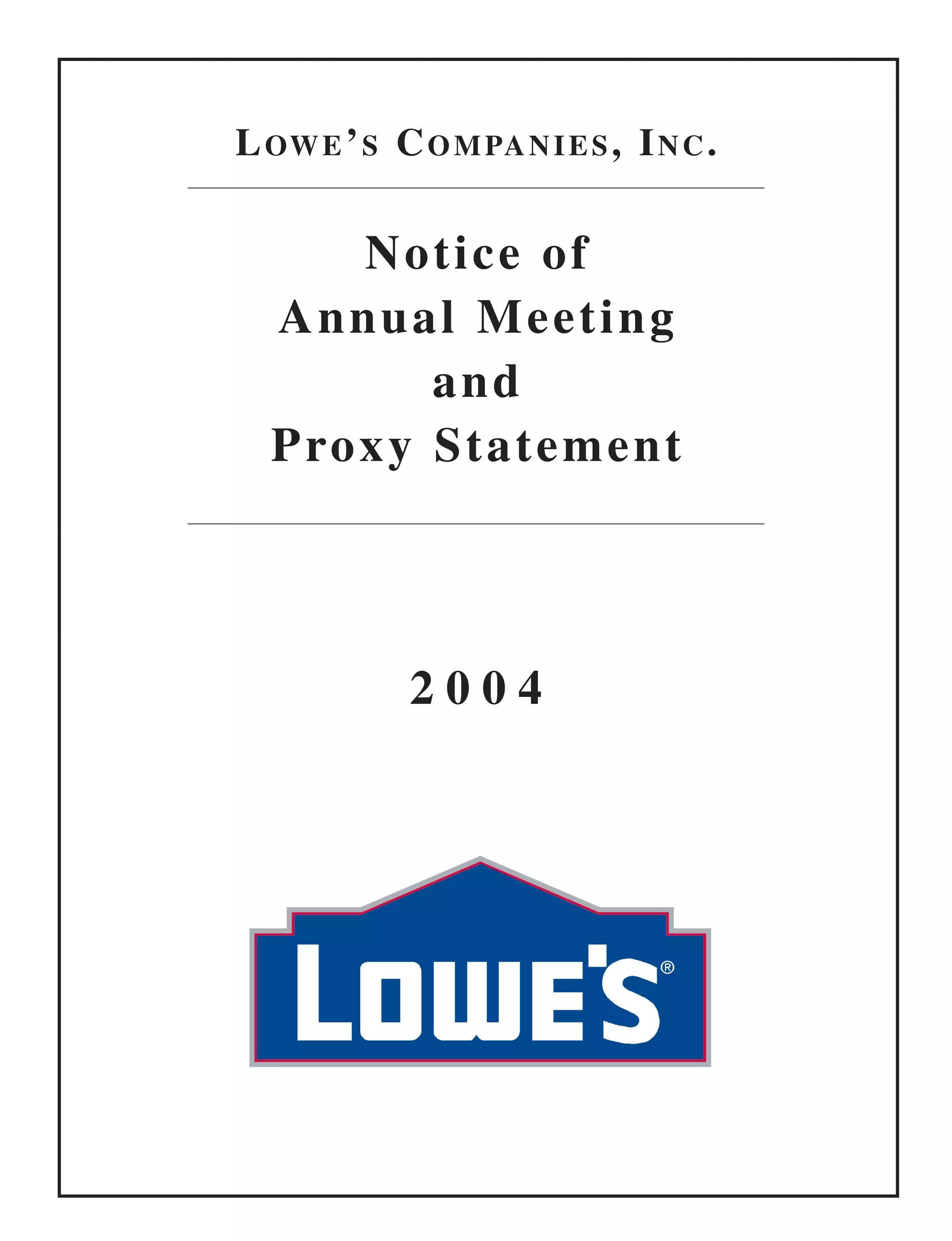 lowe's Proxy Statement 2004 | PDF