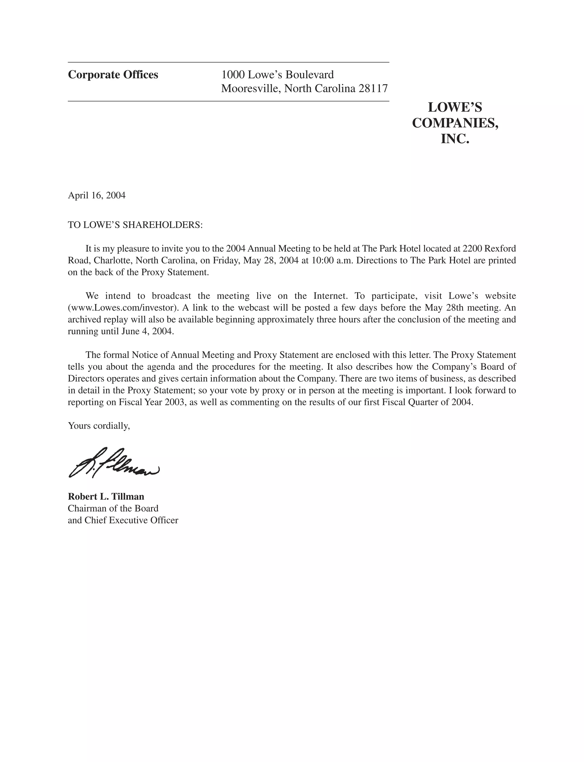 lowe's Proxy Statement 2004 | PDF