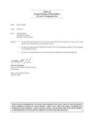 lowe's Proxy Statement 2004 | PDF