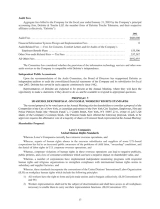 lowe's Proxy Statement 2002 | PDF