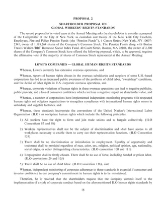 lowe's Proxy Statement 2001 | PDF