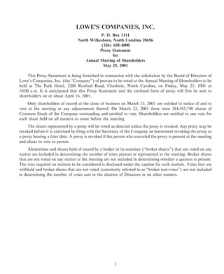 lowe's Proxy Statement 2000 | PDF