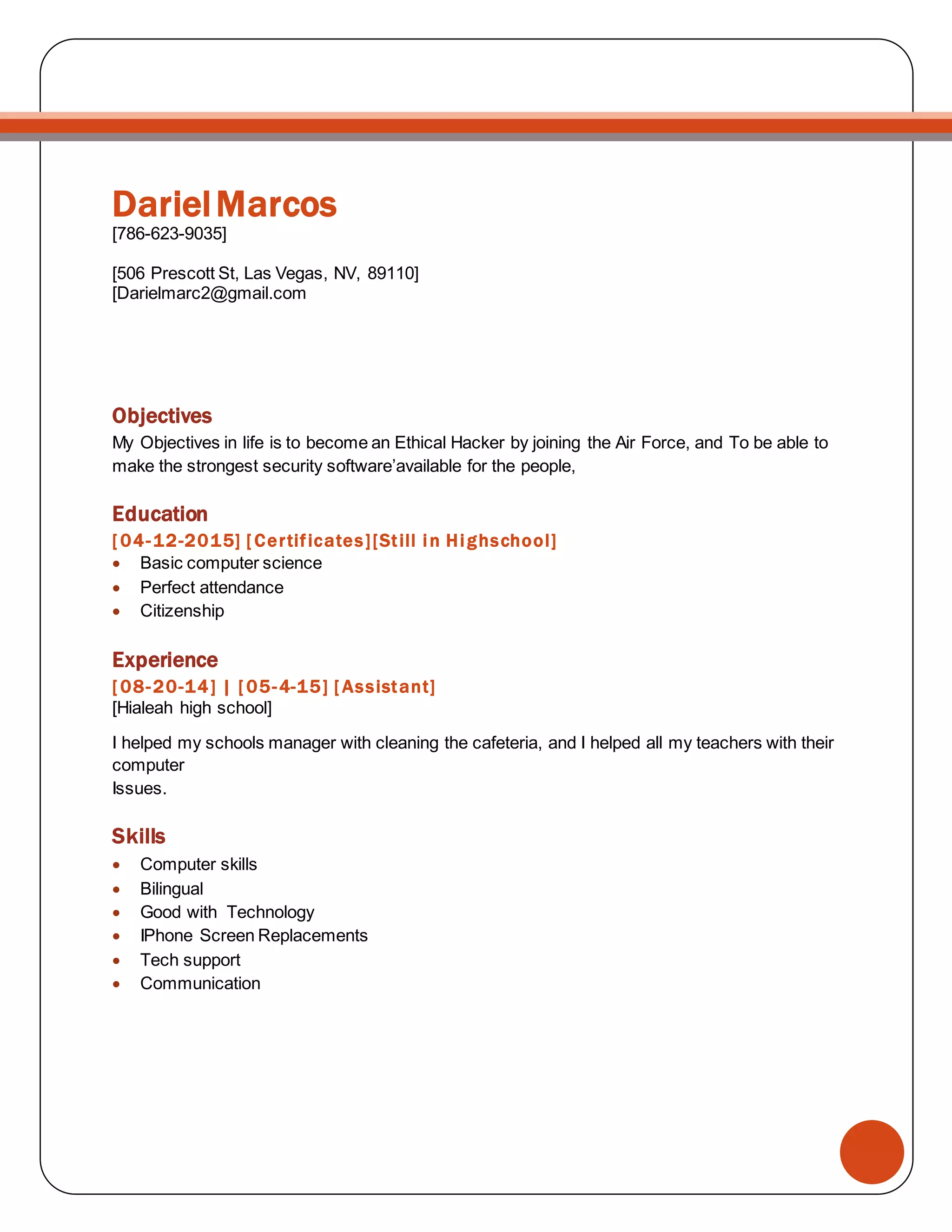 Dariel Marcos(resume) | DOCX
