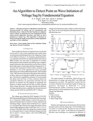 An Algorithm to Detect Point on Wave Initiation of Voltage Sag by Fundamental Equation | PDF